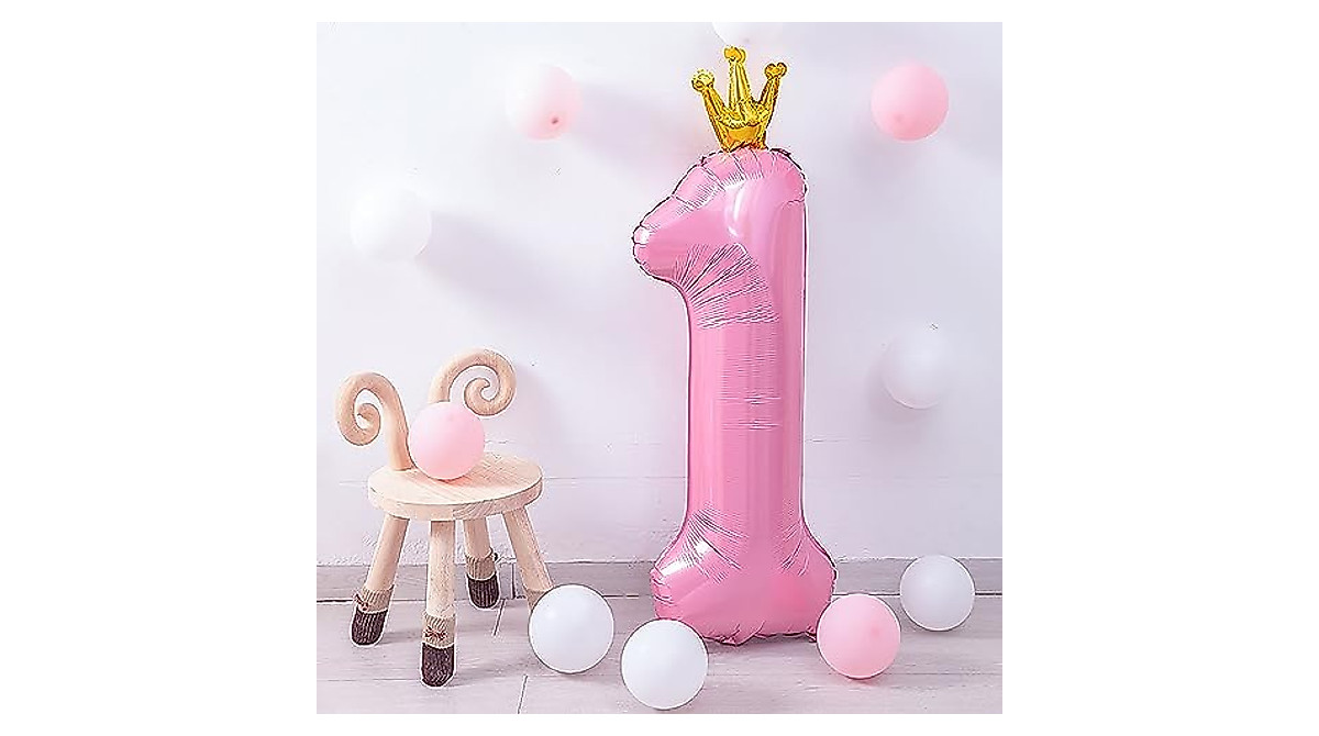 40 Inch Pink Number 1 Balloon for First Birthday