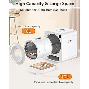 Self Cleaning Cat Litter Box, Automatic Litter Box Wi-Fi Enabled Smart Robort with 24H App Remote Control, Low Noise, Odor Removal, 78L Large Space for Multiple Cats