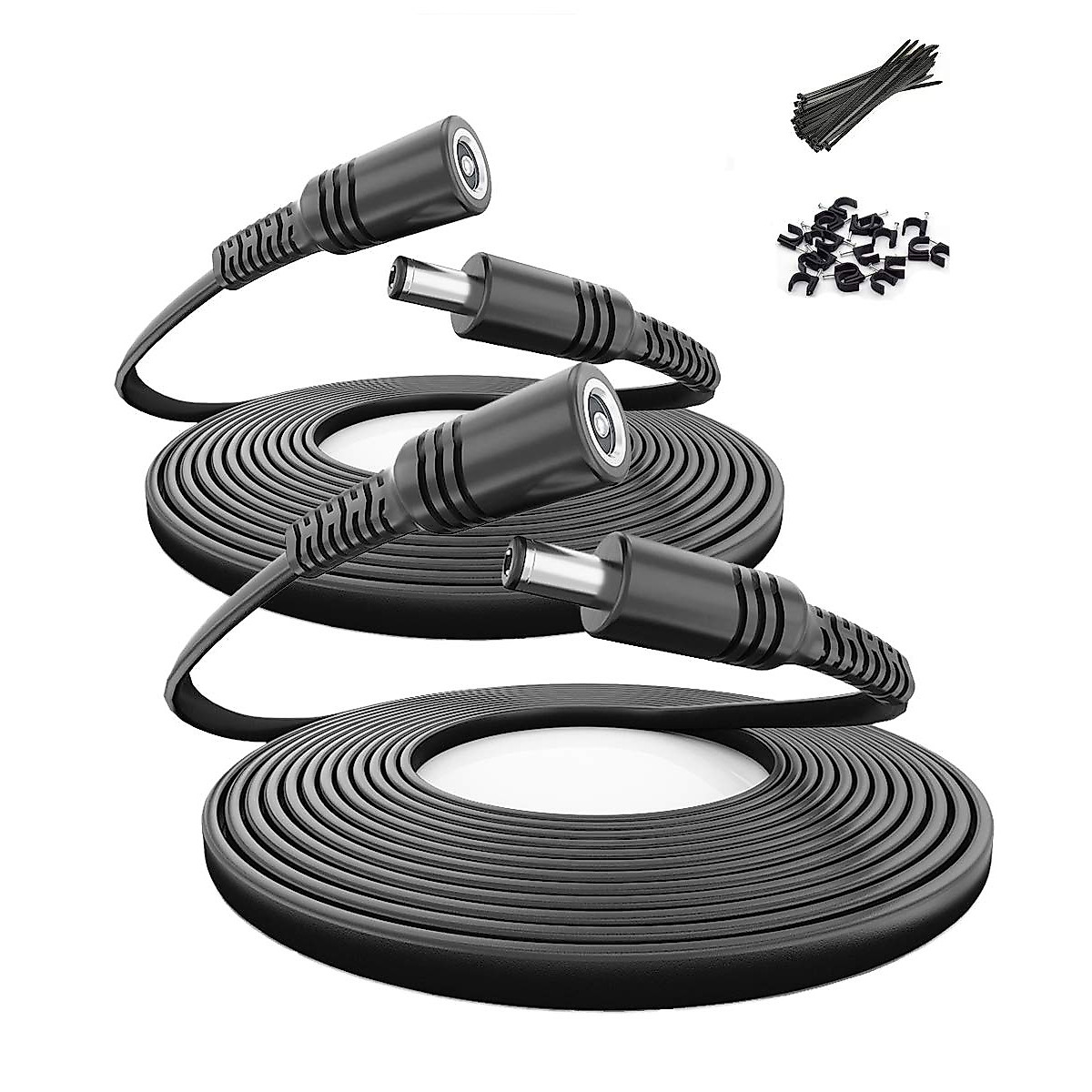 Itramax 30ft 12V DC Extension Cable 2Pack,Power Supply Extension Cord 2.1mm x 5.5mm 5521 DC Adapter Flat Female to Male Extender Wire for IP Network,CCTV Security Camera,DVRs,5V,9V,24V,Volt,25