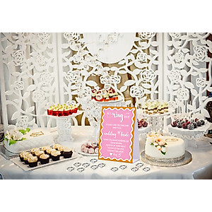 Pink Wavy Border Don't say Bride or Wedding Game, Put a Ring on It Bridal Shower Game with 50 Fake Rings, Modern Bridal Shower Decorations, Wedding Shower or Bachelorette Party Supplies - 07