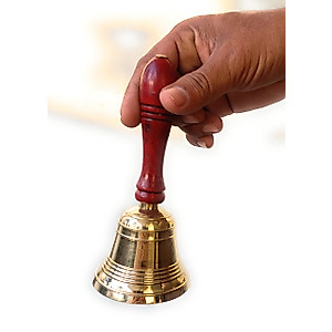 Solid Brass Bell - Hand Bell - Ship Dinner Call Bell School Table Bell W wood Handle - Wedding Bell Gifts