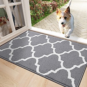 OLANLY Indoor Door Mat, 30x17, Non-Slip Absorbent Resist Dirt Entrance Mat, Washable Low-Profile Inside Floor Mat Doormats for Entryway, Grey
