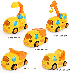 Aomola Toys for 2 Year Old Boys Girls, Toddler Toys, Birthday Gifts, Remote Control Car Toys for Kids, Engineering Construction Trucks with Music and Lights