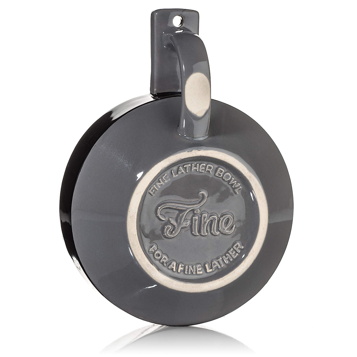 Fine ﻿Mr Lather Bowl, ﻿Gentleman's Ceramic Shaving Cream Bowl, Aerating Ribbed ﻿Texture, Brush Holder, Wall Mount Hole, Dark Bowl for Visual Contrast, Premium Stoneware Construction (Black)