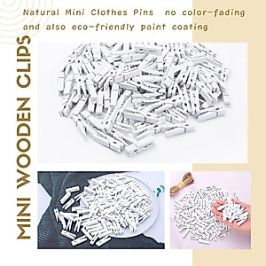 Clothes Pins, 130 Pcs Wooden Clothes Pins, 1.4 Inch White Clothespins, Mini Clothes Pins for Photo, Baby Shower, Party, Crafts DIY Project