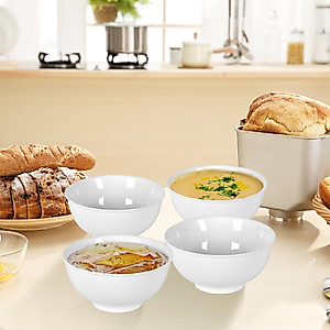 ALLUSEIT Cereal Bowls 40oz, Bone Porcelain Soup Bowl Set of 4, Large Ceramic Bowl for Kitchen, Versatile Serving for Salad Oatmeal Rice etc. Dishwasher & Microwave Safe, White Φ7inch