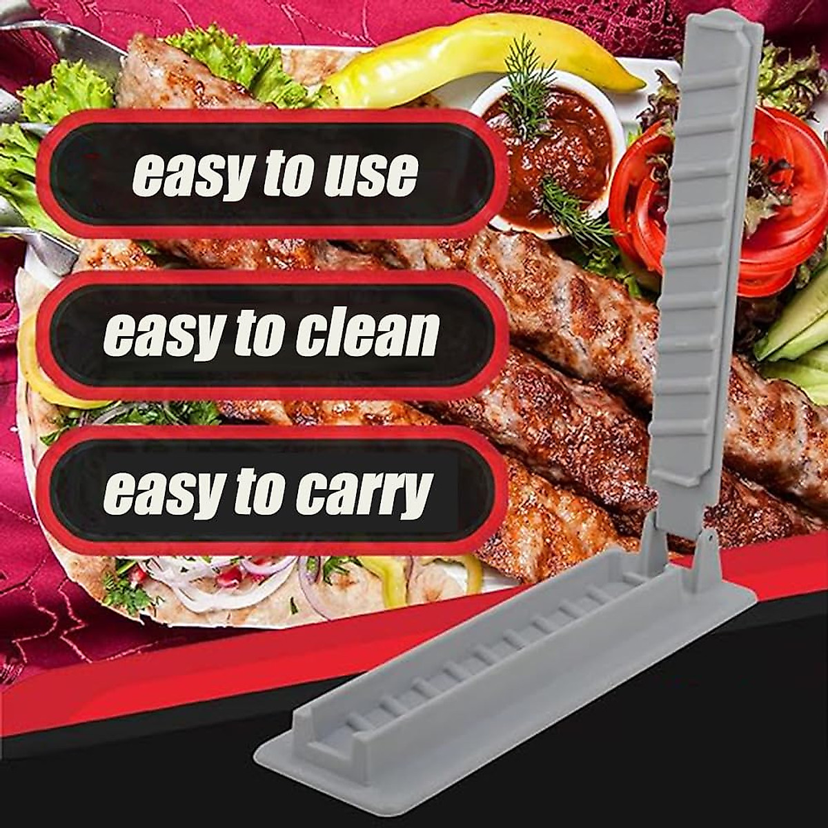 Kebab Maker for Skewers and Sticks Manual Plastic Kebab Press Mould Tool Outdoor BBQ Kofta Maker