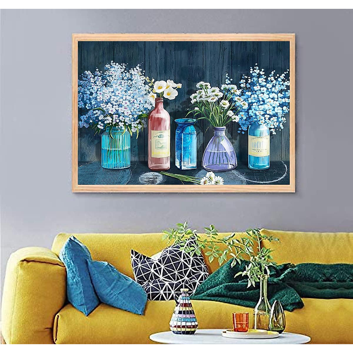 SOTYIOO Diamond Painting Kits for Adults. Flowers Diamond Art Full Drill Round Gem Art 5D Diamond Dots Suitable Home Wall Decor 12x16inch