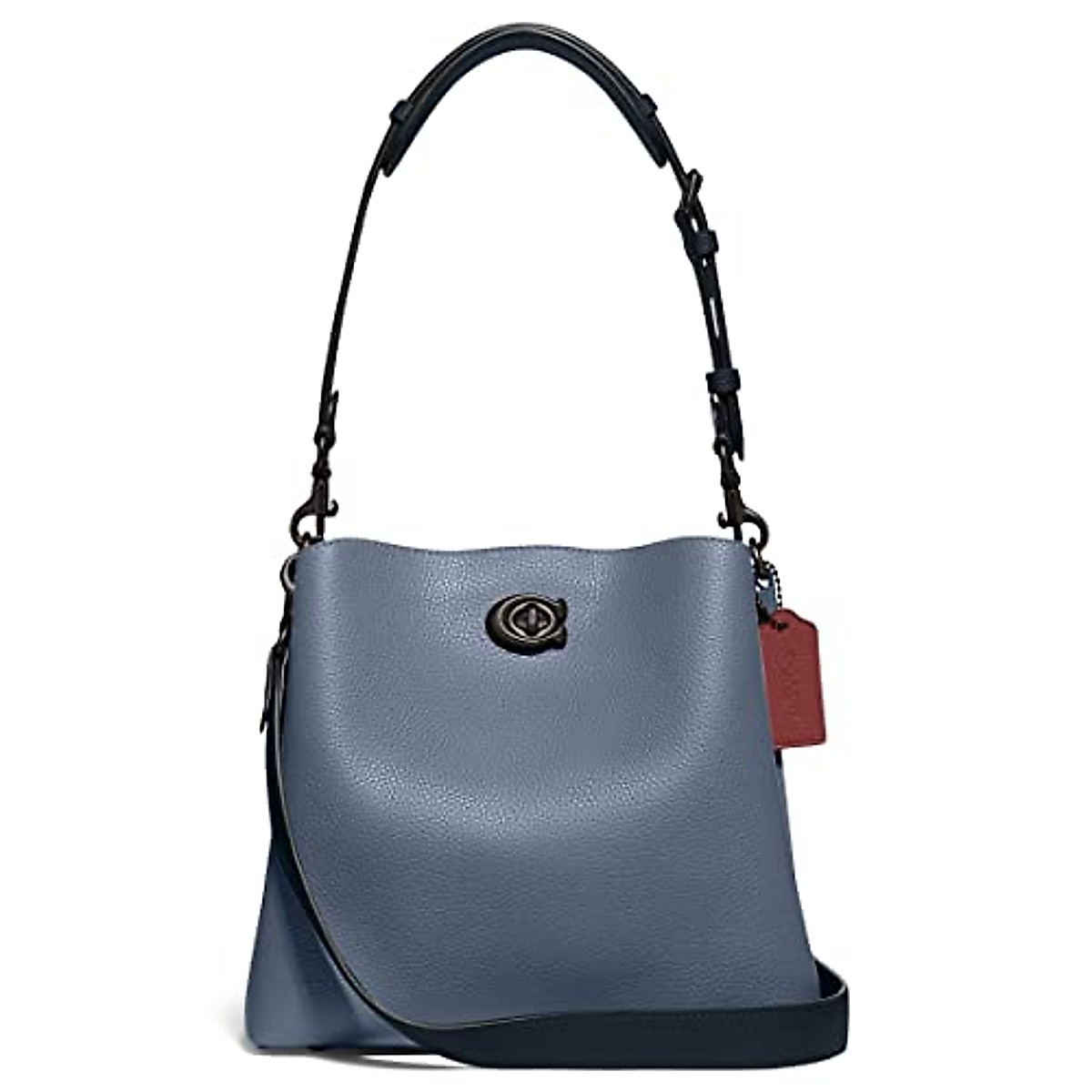 COACH Color-Block Leather Willow Bucket Washed Chambray Multi One Size