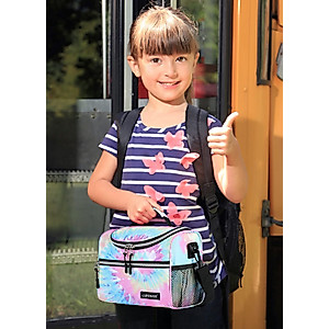 LUREMADE Kids Insulated Lunch Box for Girls Lunch Bag Women Boys Toddler Teen School Daycare Kawaii Cute Travel bags (Rainbow Tie-Dye)