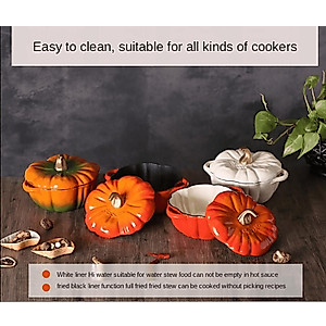 Pumpkin Cast Iron Enamel Stew,Pumpkin Cast Iron Dutch Oven,3.7l Pumpkin Pot Casserole with Lid and Handles,Non-Stick Stew Pot Soup Pot Halloween Cooking Pot for Soup Porridge Stew Gift,Orange