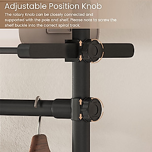 DYN Ptah 4-Tier Over Toilet Bathroom Organizer Floor to Ceiling, Over The Toilet Storage Rack with Tension Poles/Shelves/Clothes Rail, Adjustable Height, Width and Position, Metal Black