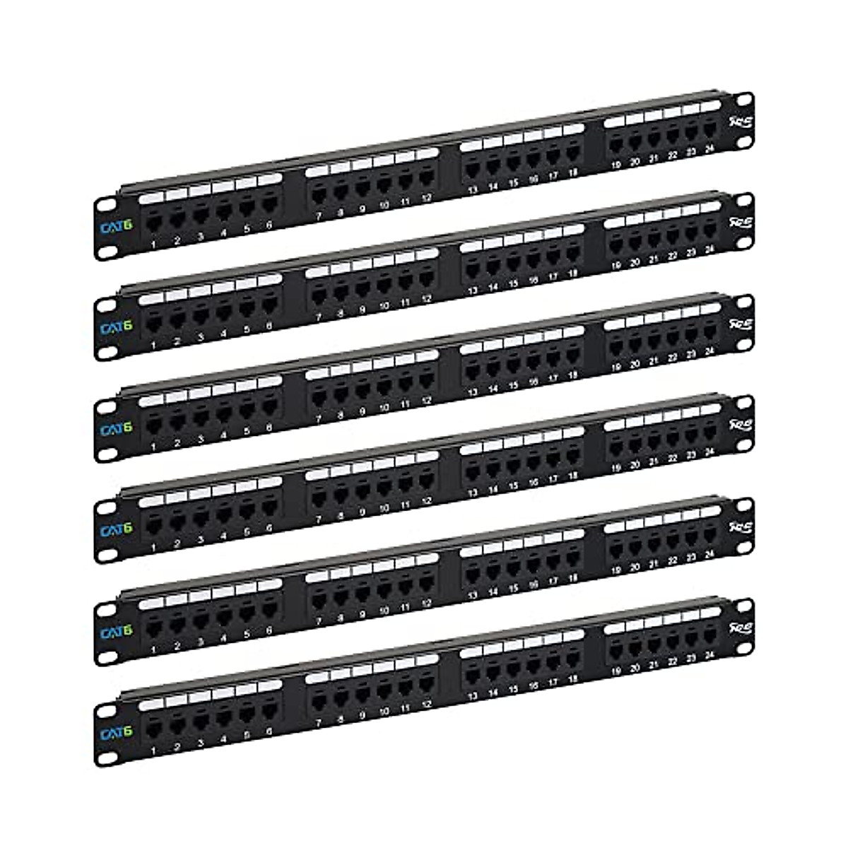 ICC CAT6 Patch Panel with 24 Ports and 1 RMS in 6-Pack