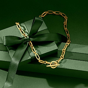 Ross-Simons Italian 18kt Gold Over Sterling Paper Clip Link Necklace. 16 inches