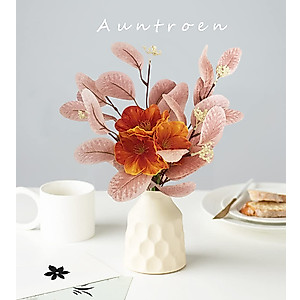 Auntroen Fake Flower Poppy Flower Leaf Combination Real Touch Latex Silk Fabric Artificial Flower, Kitchen Home Garden Party Wedding Decoration (Sunset+Pink) (B502)