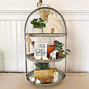 UUPOI Jesus Tomb - Easter Tray, Wooden Easter Jesus Sign Tiered Tray Decorations, Resurrection Scene Set - Easter Decor for Indoor Home Table Mantle Office