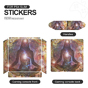 Girl in Lotus Position in Space Deep Meditation Sticker for P-S4 Controller Full Protective Skin Cover Design Wrap Decal Sticker Compatible with P-S4 Print