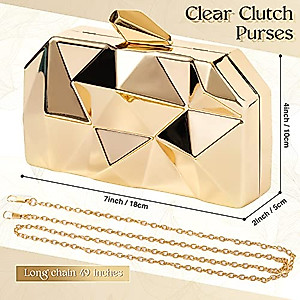 Jadive 5 Pcs Women Gold Clutch Purse Metallic Handbag Evening Purses Bag for Wedding Vintage Banquet Handbag Retro Earrings Arm Cuff Bracelet Jewelry Set