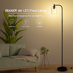 BoostArea Modern Floor Lamp with Seeded Glass Shade, 65 Inches Tall, Energy Efficient, LED Bulb Included, Easy Assembly and Use