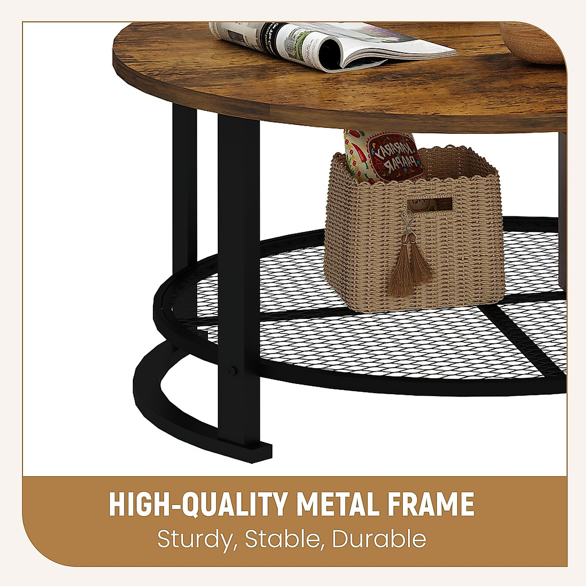 Recaceik Coffee Table Set, Coffee Table & Two End Side Table, Modern 3-Piece Living Room Table Set for Office, Living Room, Apartment, Small Space, Easy Assembly Furniture, Rustic Brown