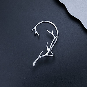 Reffeer Platinum Plated Copper Cartilage Cuff Earring Non Piercing Wraps for Women Clip Ons Earring Climber (Platinum Plated(Left))