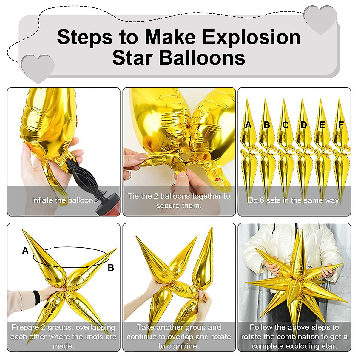78Pcs Explosion Star Balloons, SHAIDOJIO, 12 Point Colorful Foil Cone Mylar Balloons with 1pcs Balloon Ribbon for Party Supplies, Birthday, Wedding, Graduation Balloons (78pcs 6 Colors)