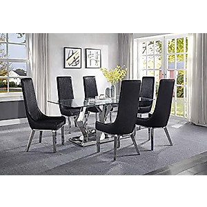 Acme Furniture Gianna Dining Table, Clear Glass & Stainless Steel