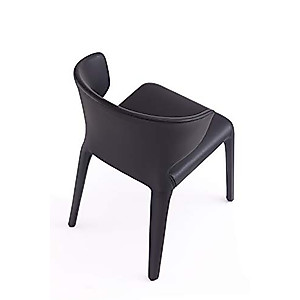 Manhattan Comfort Conrad Mid Century Modern Faux Leather Upholstered Dining Chair, Set of 2, Black