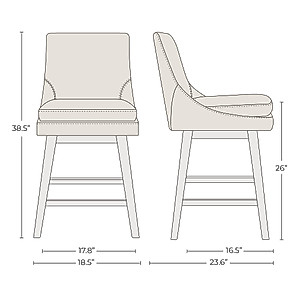 CHITA Counter Height Swivel Barstool, FSC Certified Upholstered Bar Stool, 26.8" H Seat Height, Fabric in Ivory
