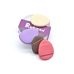 RUBIXIAN Finger Puff 4 Pcs Mini Triangle Makeup Puff for women Super Soft Beauty Makeup Tools Suitable for Loose and Body Powder (4 Color 1 Set)