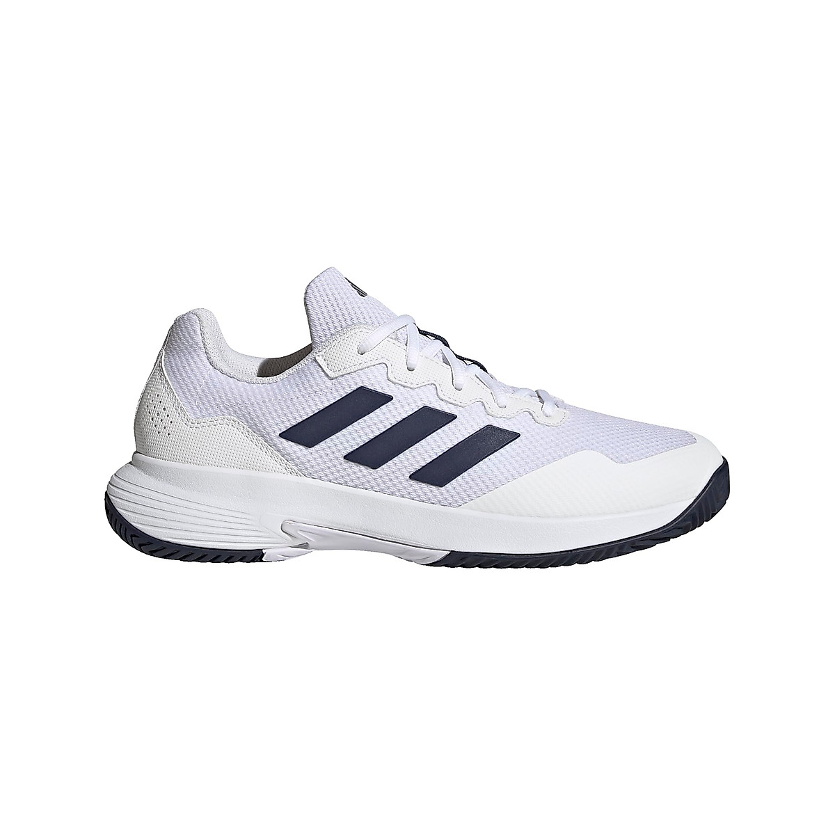 adidas Men's GameCourt 2 Tennis Shoe, White/Team Navy Blue/White, 10.5
