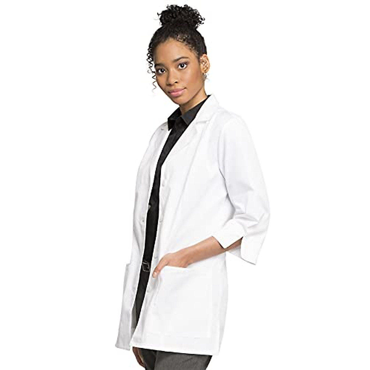 Cherokee Professionals with Certainty Women Scrubs Lab Coats 30" 3/4 Sleeve Plus Size 1470A, 2XL, White