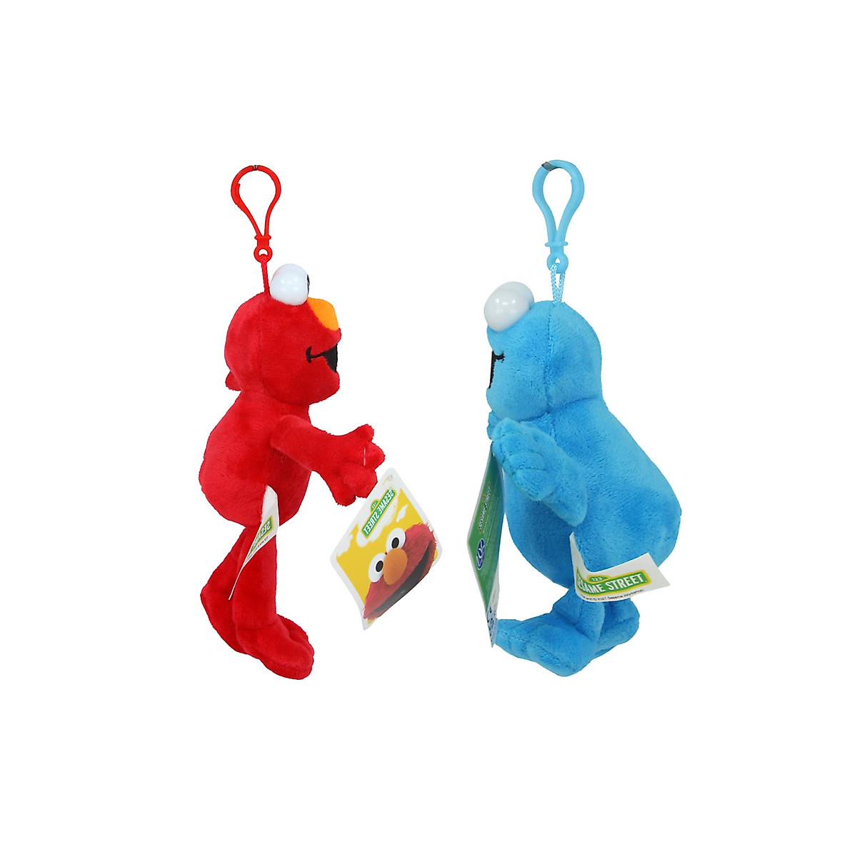 Sesame Street - Super Soft Gift Quality Plush Bag Clip/Key Clip 6619 Twin Pack - (8" 20cm Elmo & 6" 15cm Cookie Monster)