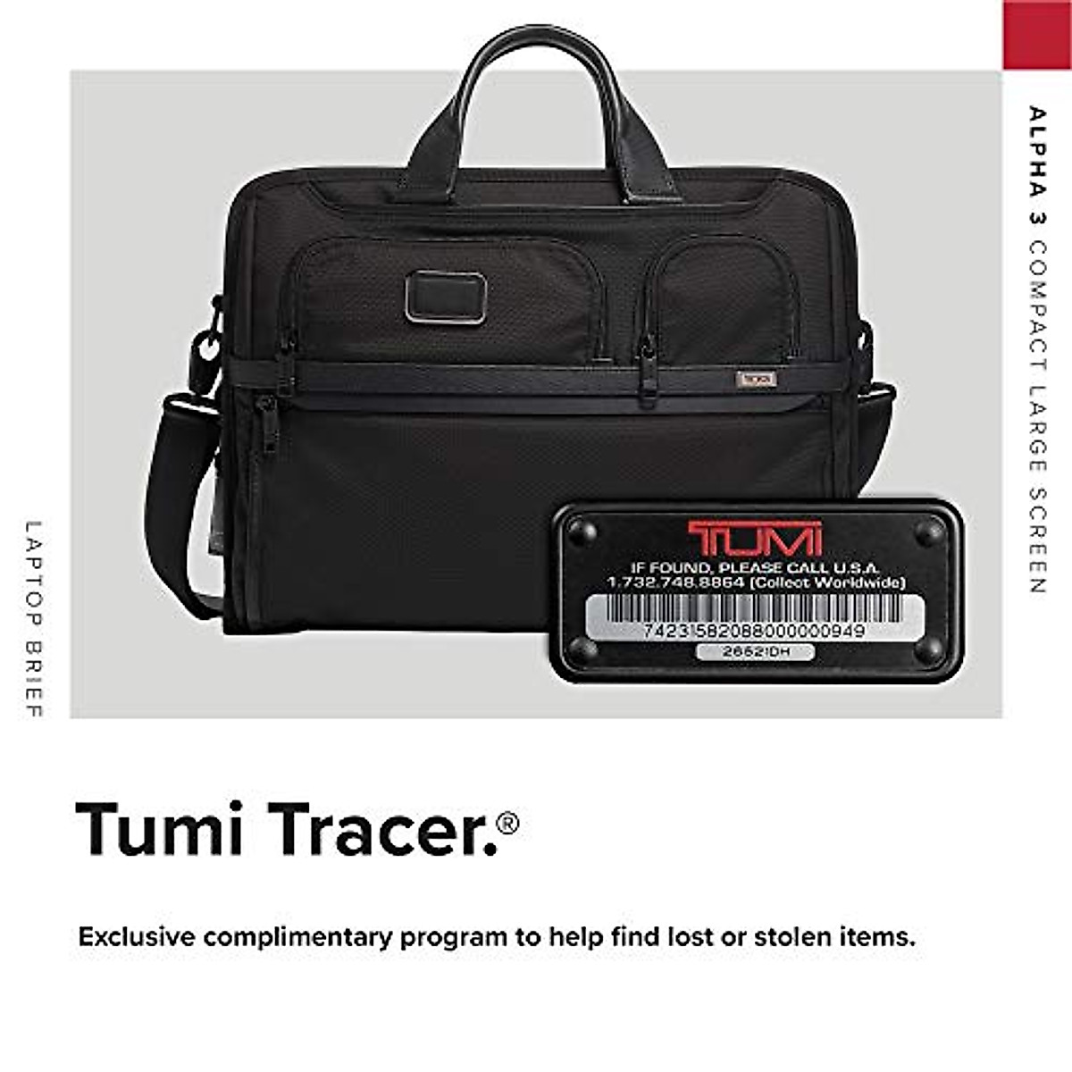 TUMI Compact Large Screen Laptop Brief - With Magnetic Closure - 17-Inch Computer Bag for Men and Women - Black