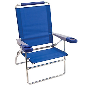 RIO Brands Beach 15" Extended Height 4 Position Folding Beach Chair, Blue (SC615-28-1)