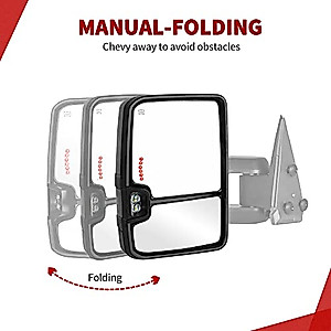 YITAMOTOR Towing Mirrors Compatible with 2003-2006 Chevy Silverado GMC Sierra 1500 2500 3500, 03-06 Tahoe Suburban Yukon Power Heated LED Dynamic Sequence Turn Signal Lights Tow Mirror Pair Set Black