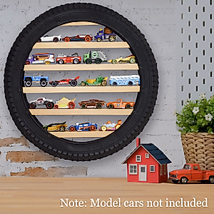 Tapeera Model Car Display Case Stand - Toy Cars Organizer Wall Display Tire Shelf Cabinet - Holds Up to 18 Diecast 1/64 Car Collectibles - Compatible with Hot Wheels Matchbox - Wheel Diameter 16 Inch