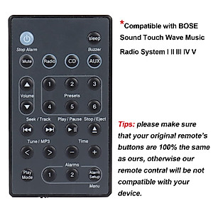 2 pcs New Universal Replacement Remote Control Compatible with Bose Remote Control, Compatible with Bose Sound Touch Wave Music Radio System I II III IV Generation AWRCC1 and AWRCC2 (NO Battery)