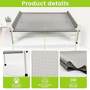 Fattong's Lab Dog Bed, Elevated Dog Cot with Metal Frame and Washable mat, Strong Load Bearing,Medium Size,29.5 * 22.4 * 7.8 Inch,Grey.