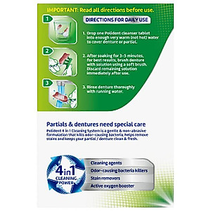 Polident 3 Minute Denture Cleaner 120 Triplemint Tablets bundle with Dentu-Care Denture Case and Denture Brush for Maintaining Good Clean for Full/Partial Dentures Mouthguards