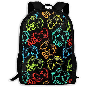 Aeoiba Abstract Gamepad Weapon Gamer Gaming Travel Laptop Backpack, Stylish Durable Student Bookbag Large Capacity Business Computer Bag Casual Daypack for Men Women Adults