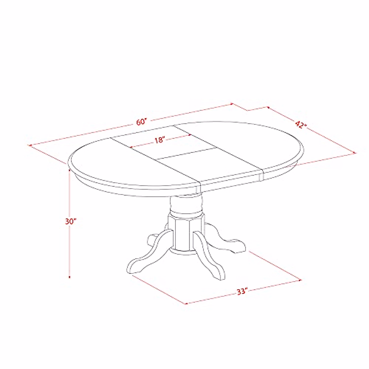 East West Furniture AVWE5-LWH-W Dining Table Set, 5 Pieces