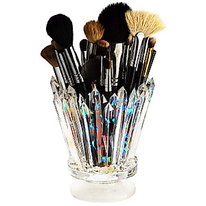 GUTE Amethyst Crystal Makeup Brush Holder Glow And Shine, Brush & Pen Holder Vanity Desk or Office Organizer Stationary Decor - Perfect Gifts For Him and Her - Iridescent