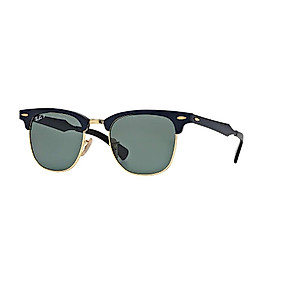 Ray-Ban RB3507 CLUBMASTER ALUMINUM 136/N5 51M Black/Arista/Green POLARIZED Square Sunglasses For Men For Women + BUNDLE with Designer iWear Eyewear Kit