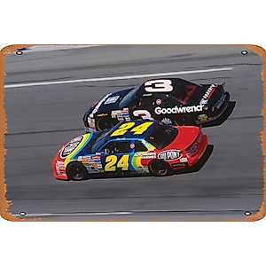 Shvieiart Metal Tin Sign Retro Metal Sign Jeff Gordon and Dale Earnhardt 1995 Race Poster Home Bar Pub Garage Decor Gifts Home Wall Art Decoration 8x12 INCH