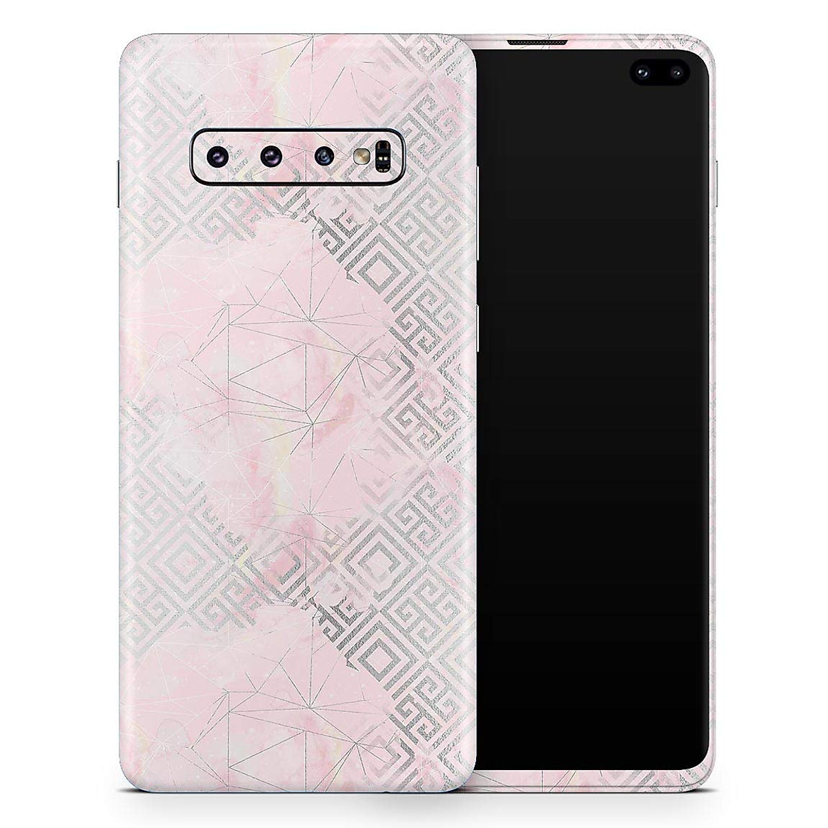 DesignSkinz Karamfila Silver & Pink Marble V12 Protective Vinyl Decal Wrap Skin Cover Compatible with The Samsung Galaxy S20 (Screen Trim & Back Glass Skin)