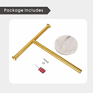 Songtec Gold Hand Towel Holder Stand, Fingertip Towel Rack with Heavy Marble Base, Accessories Jewelry Stand (Marble Base, Gold)