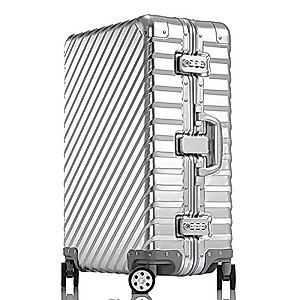 Enkloze KLASIK Aluminum Carry-On Suitcase - Spinner 100% Aluminum TSA Approved (Suitcase - 24", Silver)