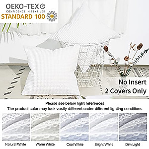 PHF 100% Cotton Waffle Weave Euro Shams 26" x 26", 2 Pack Elegant Home Decorative Euro Throw Pillow Covers for Bed Couch Sofa, White (No Insert)