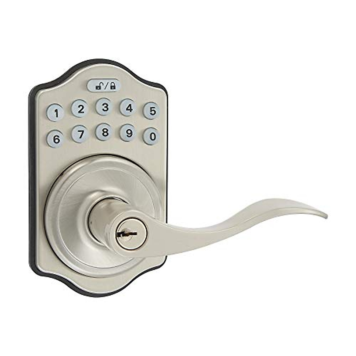 Amazon Basics Electronic Keypad Entry Lever Door Lock, Satin Nickel, 7.83 cm x 12.91 cm